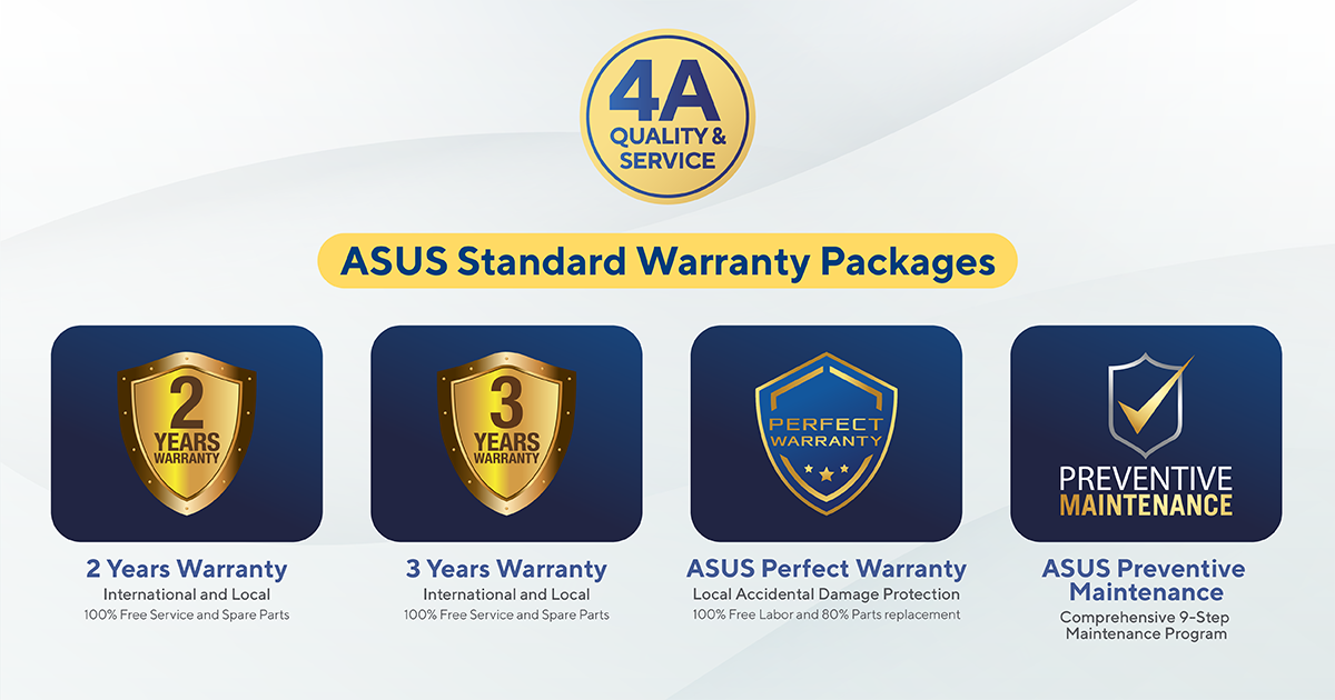 ASUS announces 4A Qualty and Service warranty package