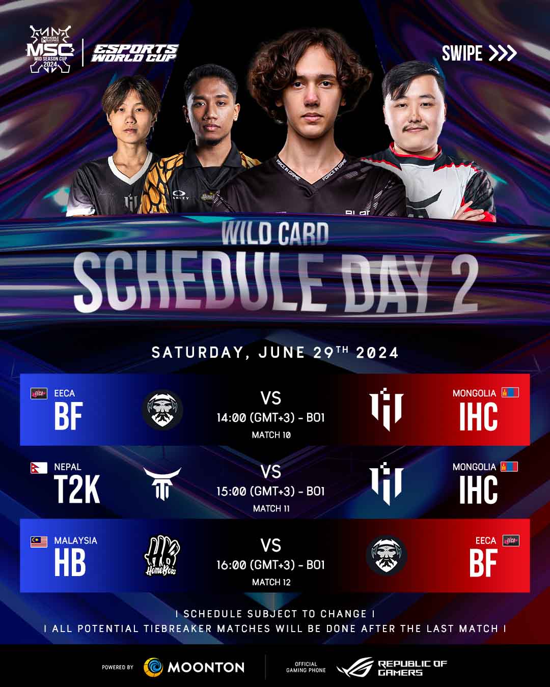 Here's your MSC 2024 Official Tournament Schedule